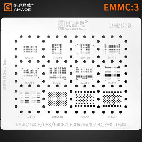 Bga Reballing Stencil Template For Ddr Ssd Emmc Emcp Ufs Nand Ic Chip Bga190 Bga170 180 Bga221