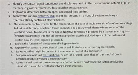 Solved 1 Identify The Sensor Signal Conditioner And