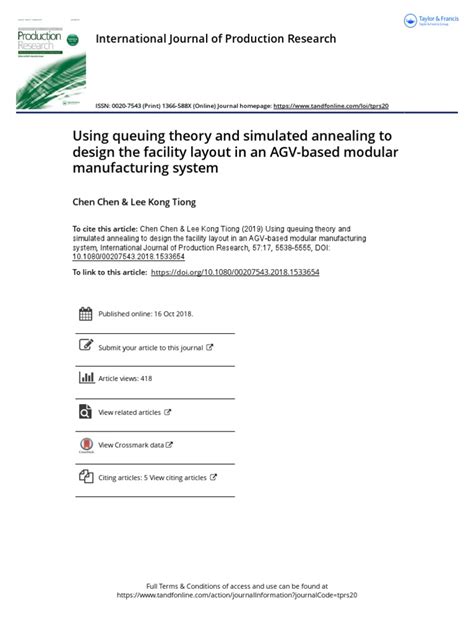 Using Queuing Theory Simulated Annealing Design Facility Layout Agvbased Modular Manufacturing