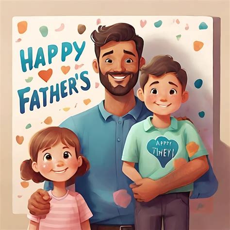 Premium Photo A Poster For Happy Fathers Day With A Happy Father And