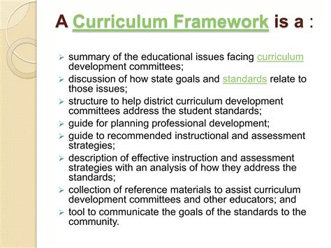 The Curriculum Framework Pptx