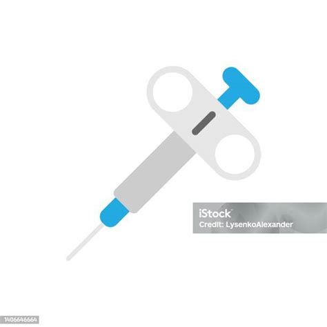 평면 스타일의 생검 장치 아이콘입니다 격리 된 배경에 주사기 벡터 일러스트레이션 의료 인젝터 서명 비즈니스 개념 주사기에 대한 스톡 벡터 아트 및 기타 이미지 Istock