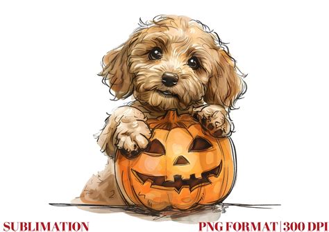 Pumpkin Peeking Cockapoo Dog Graphic By Mirawillson · Creative Fabrica