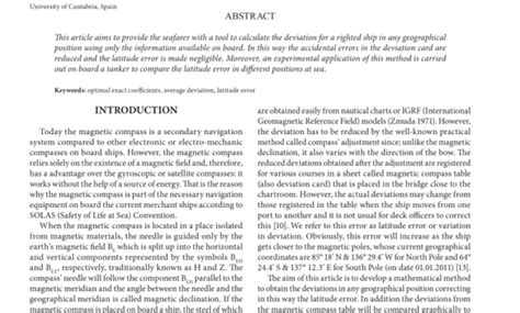 Pdf Latitude Error In Compass Deviation Mathematical Method To Intended For Compass Deviation