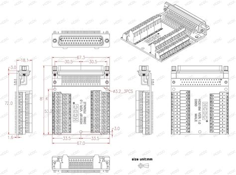 Slim Right Angle D SUB Header Breakout Board Terminal Block DSUB
