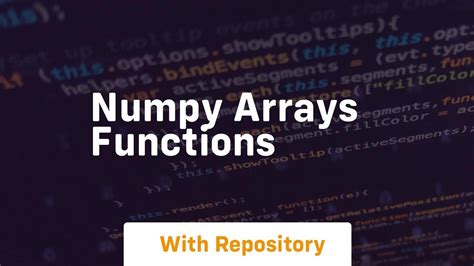 Numpy Arrays Functions Youtube