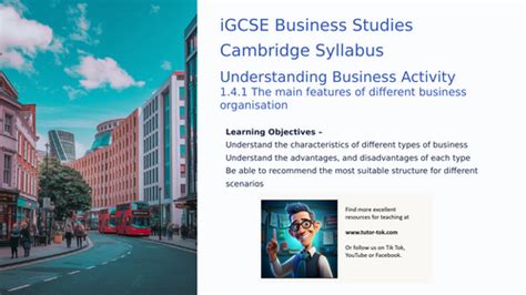 Cie Igcse Business 1 4 1 The Main Features Of Business Organisation Teaching Resources