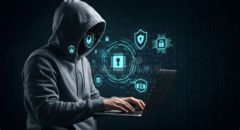 Cyber Security Hacker Using Laptop For Online Attack And Data Breach