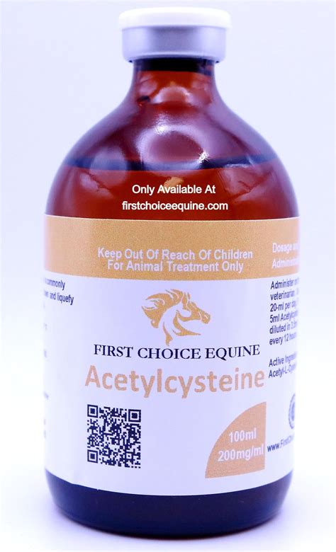 Acetylcysteine 200mg Ml 100ml First Choice Equine