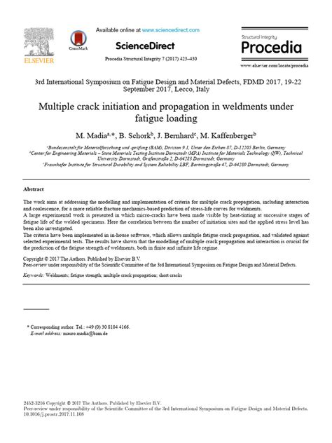 Multiple Crack Initiation And Propagation In Weldm Pdf Fracture Fatigue Material