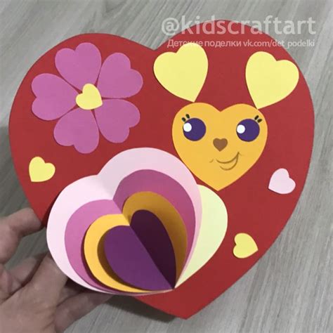 Валентинка детские поделки на день Валентина из сердечек улитка детское творчество в школу садик