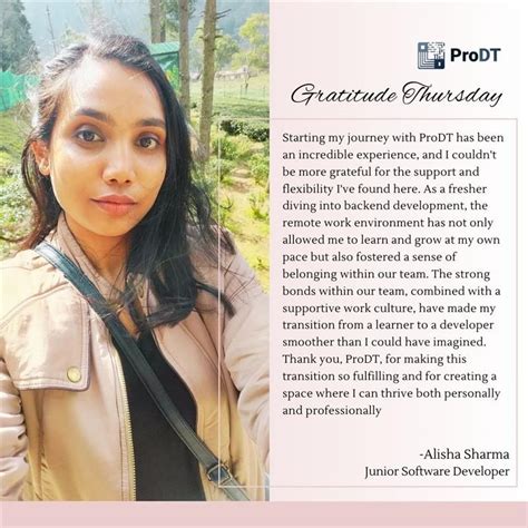 prodt consulting services on linkedin grateful techjourney teamwork growth mystory