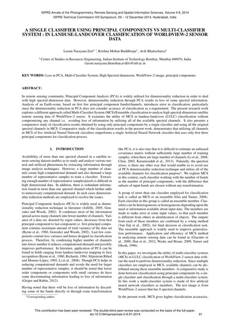 Pdf A Single Classifier Using Principal Components Vs Multi