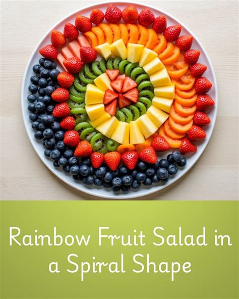 Rainbow Fruit Salad In A Spiral Shape In 2025 Fruit Platter Designs Amazing Food Platters