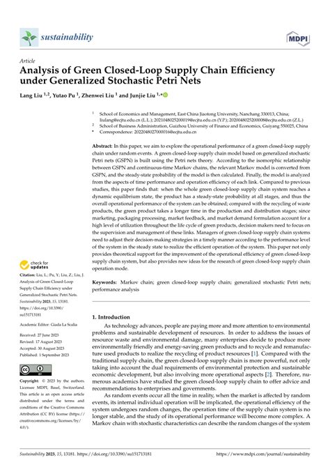 Pdf Analysis Of Green Closed Loop Supply Chain Efficiency Under