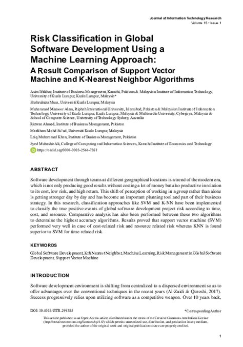 Pdf Risk Classification In Global Software Development Using A Machine Learning Approach