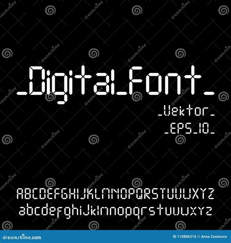 Digital Font Alarm Clock Letters Numbers And Letters Set For A Digital Watch And Other