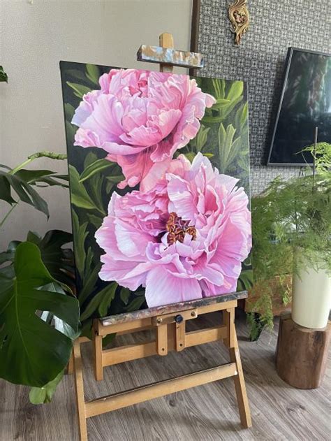 Купити картину «Пишність півоній з квітами олійними фарбами на