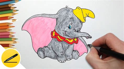 Как Нарисовать Дамбо персонаж из мультика Рисуем слоника поэтапно Youtube