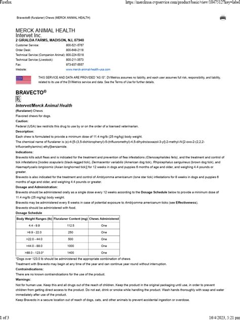Bravecto 3 Months Pdf Dose Biochemistry Chemistry