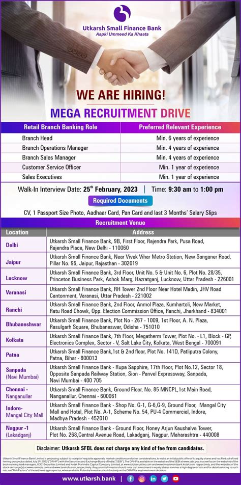 Utkarsh Small Finance Bank On Linkedin “walk In To Explore An Exciting