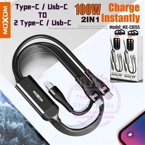 Moxom Mx Cb155 100w High Power 2 In 1 Type C To Type C Pd Qc Fast Charge Charging Dual Ports