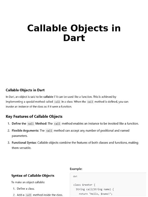 Calleble Objects In Dart Pdf