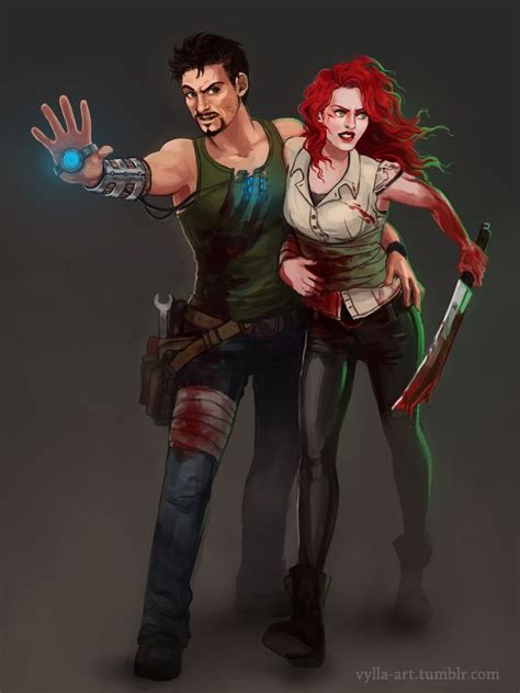 Tony And Natasha Zombie Au By Vylla Tony Stark Fanart Black