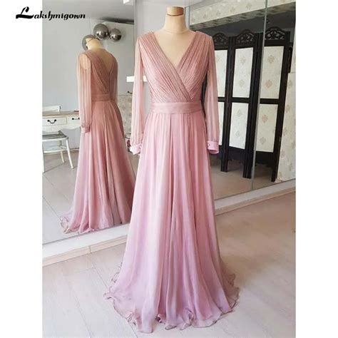 Dusty Rose Cheap Modest Mother Of The Bride Dresses Long Sleeves Prom Dress Vestido De Madrinha