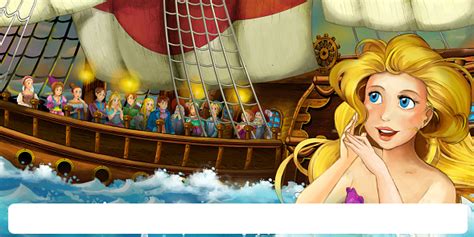 만화 판타지 장면 의 수영 인어 아름다운 만화 소녀 그것에 파티와 항해 선박 공주에 대한 스톡 벡터 아트 및 기타 이미지 공주 귀여운 놀이 Istock