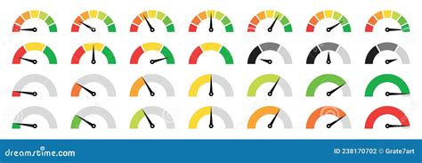 Speedometer Gauge Meter Icons Vector Scale Level Of Performance