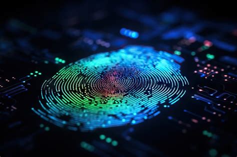 Biometric Fingerprint Password With Padlock Icon Security Concept Stock Illustration