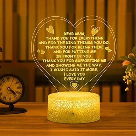 어머니의 날 선물 3d 심장 야간 조명 사랑해 엄마 야간 램프 침실 침대 옆 책상 장식 램프 엄마를 위한 선물 야간 조명