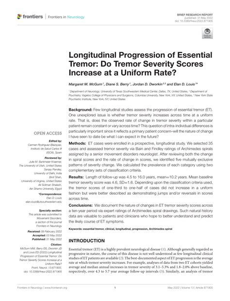 pdf longitudinal progression of essential tremor do tremor severity