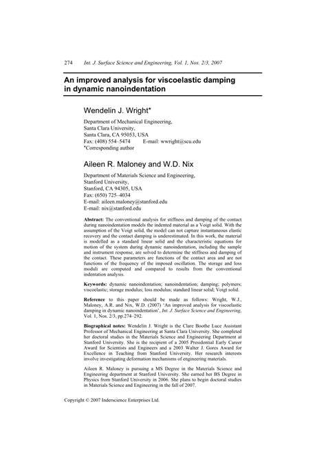 Pdf An Improved Analysis For Viscoelastic Damping In Dynamic
