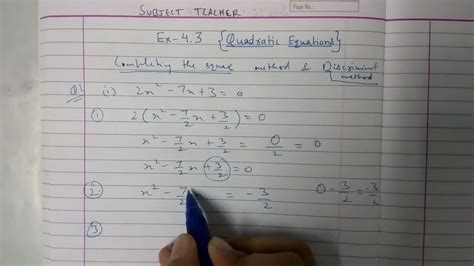 Chapter 4 Exercise 4 3 Quadratic Equations Maths Class 10 N C E R T In