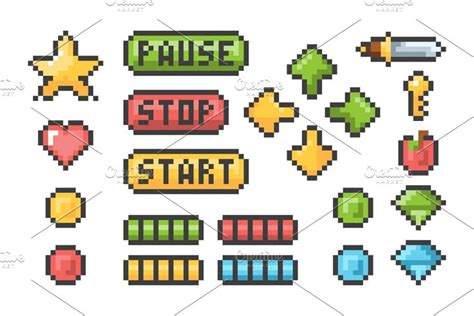 Pixel Buttons Retro Video Games Jogos Pixel Art Personagens Pixel Arte Em Pixels