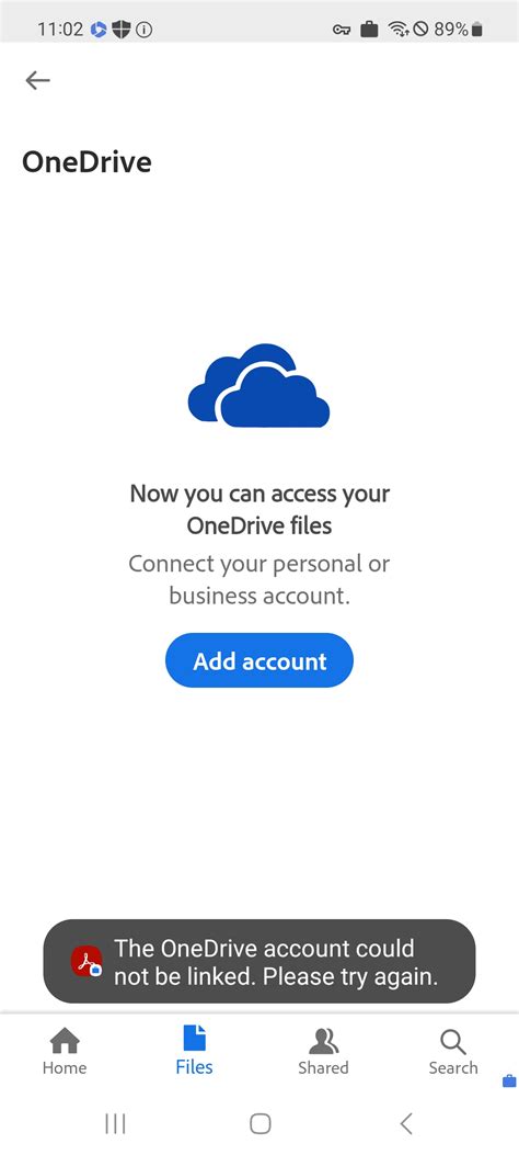 Cant Link Onedrive To Adobe Android Adobe Product Community 13990988