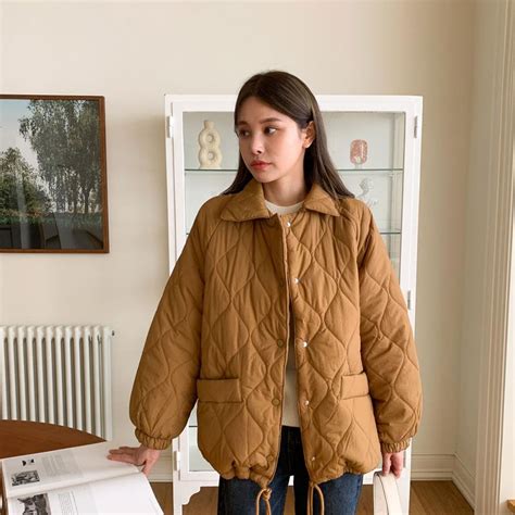 여자 겨울잠바 양털 안감 스트링 물결 패딩 카라 점퍼