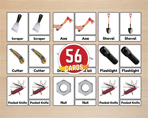 Tools Printable Flashcards Tools Montessori 3 Parts Cards Tools Equipment 56 Flashcards With