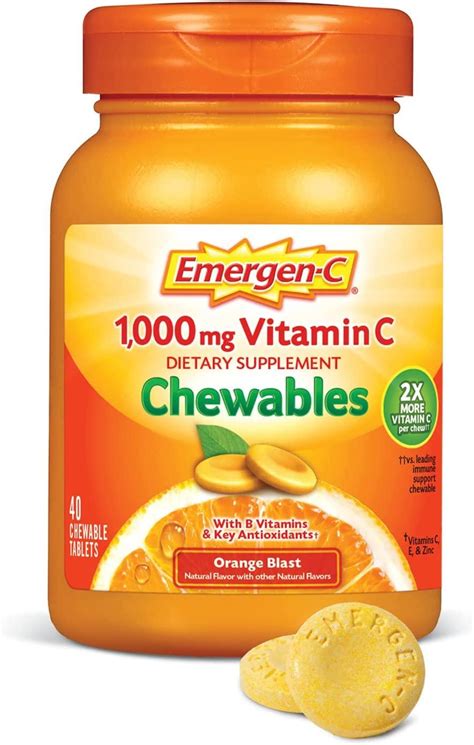 Emergen C Chewable Vitamin C 1000mg B Vitamins And Antioxidants 40 Count Orange Blast Buy