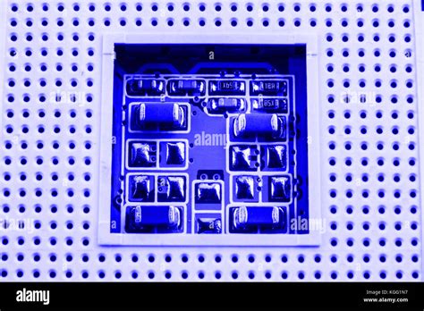 Cpu Socket On A Computer Motherboard Macro Close Stock Photo Alamy