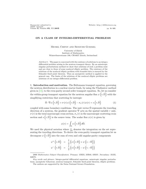 Pdf On A Class Of Integro Differential Problems