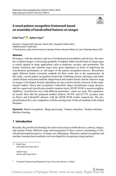 A Novel Pattern Recognition Framework Based On Ensemble Of Handcrafted Features On Images