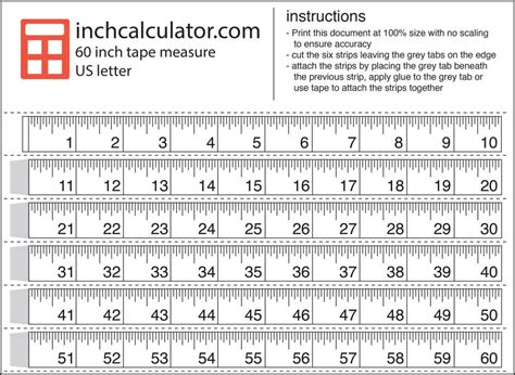 Printable Tape Measure Free 60 Measuring Tape