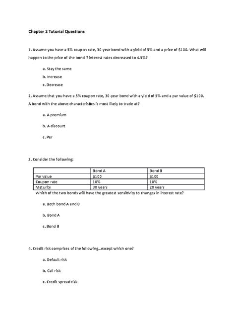 Chapter 2 Tutorial Questions Chapter 2 Tutorial Questions Assume You
