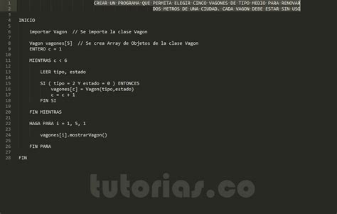 POO Pseudocodigo Aplicacion Clase Vagon Tutorias Co