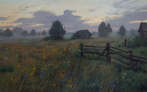 Станислав Брусилов Вечер августа Пейзажи Живописные пейзажи Рисунки пейзажей