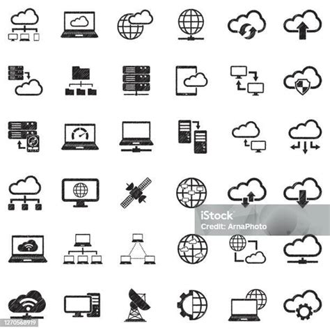 클라우드 컴퓨팅 아이콘입니다 블랙 스크리블 디자인 벡터 일러스트레이션 아이콘에 대한 스톡 벡터 아트 및 기타 이미지 아이콘