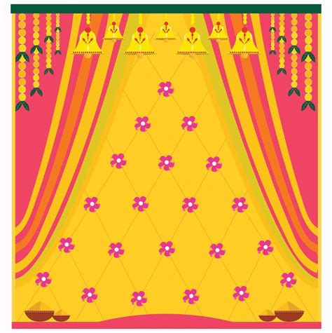 Indian Wedding Haldi Ceremony Decorative Background 54135227 Vector Art